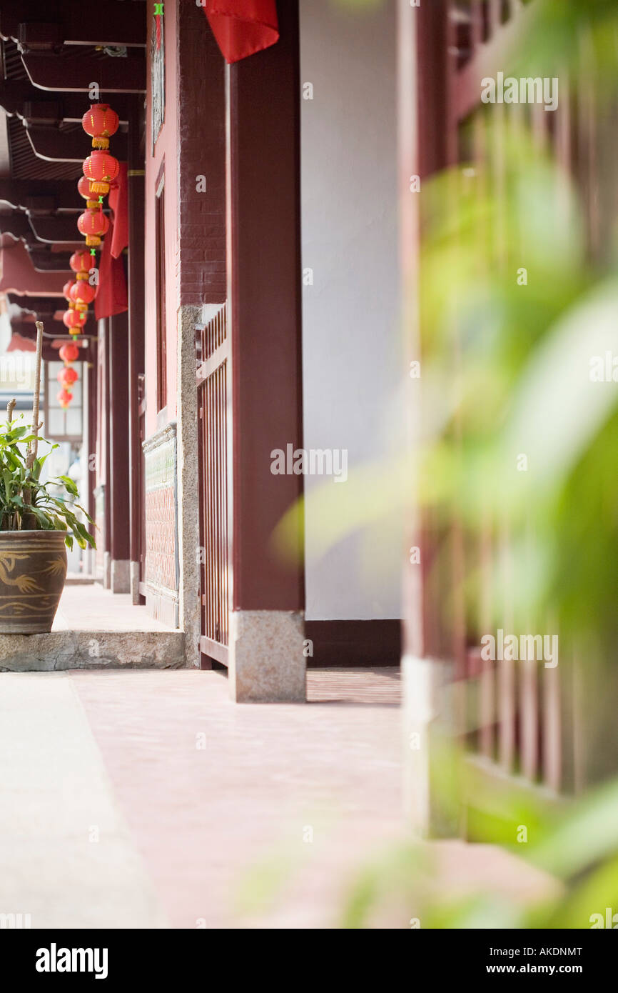 Low angle view of Chinese lanterns hanging in a temple Stock Photo - Alamy