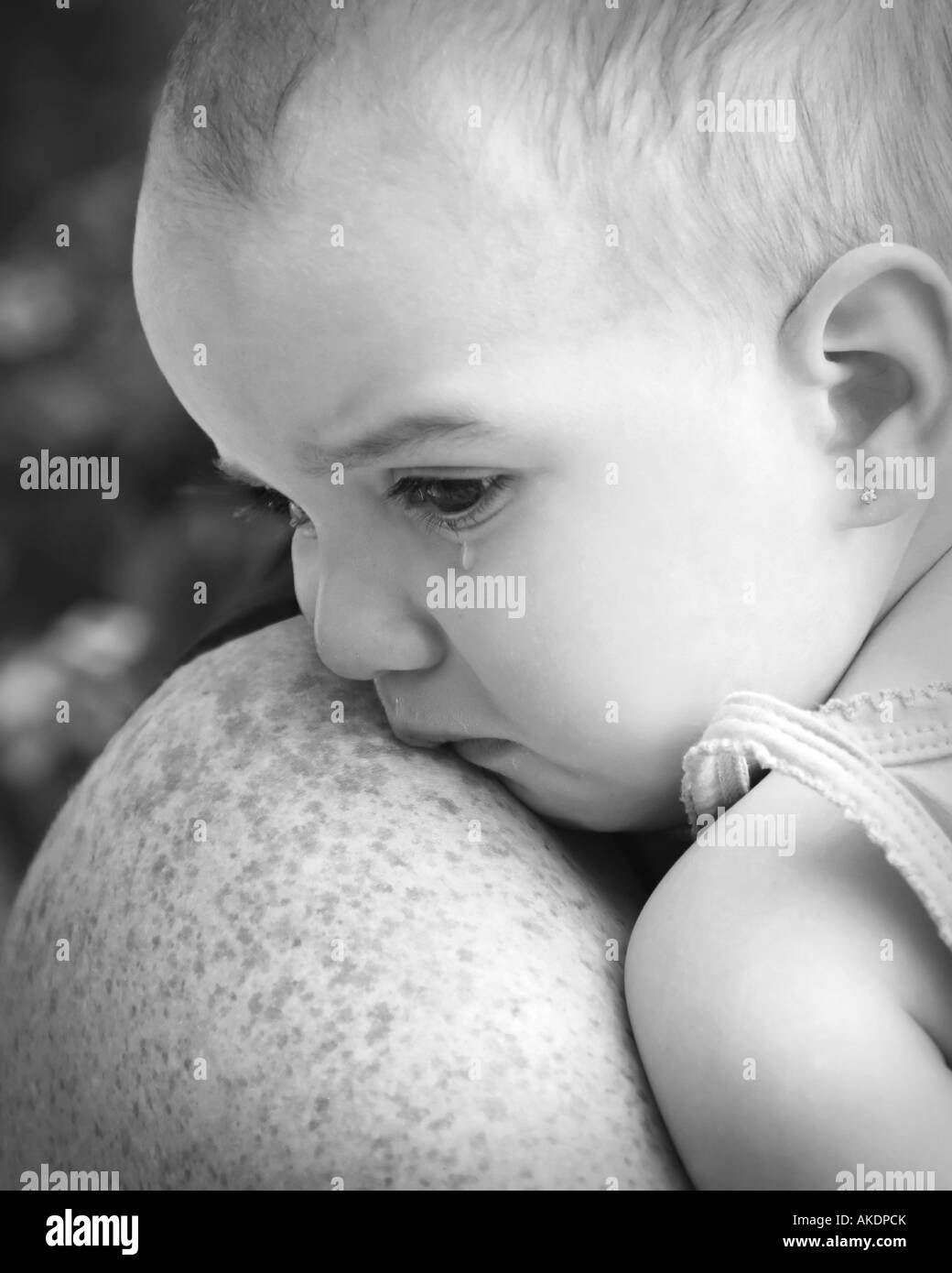 Baby on shoulder of parent Stock Photo - Alamy
