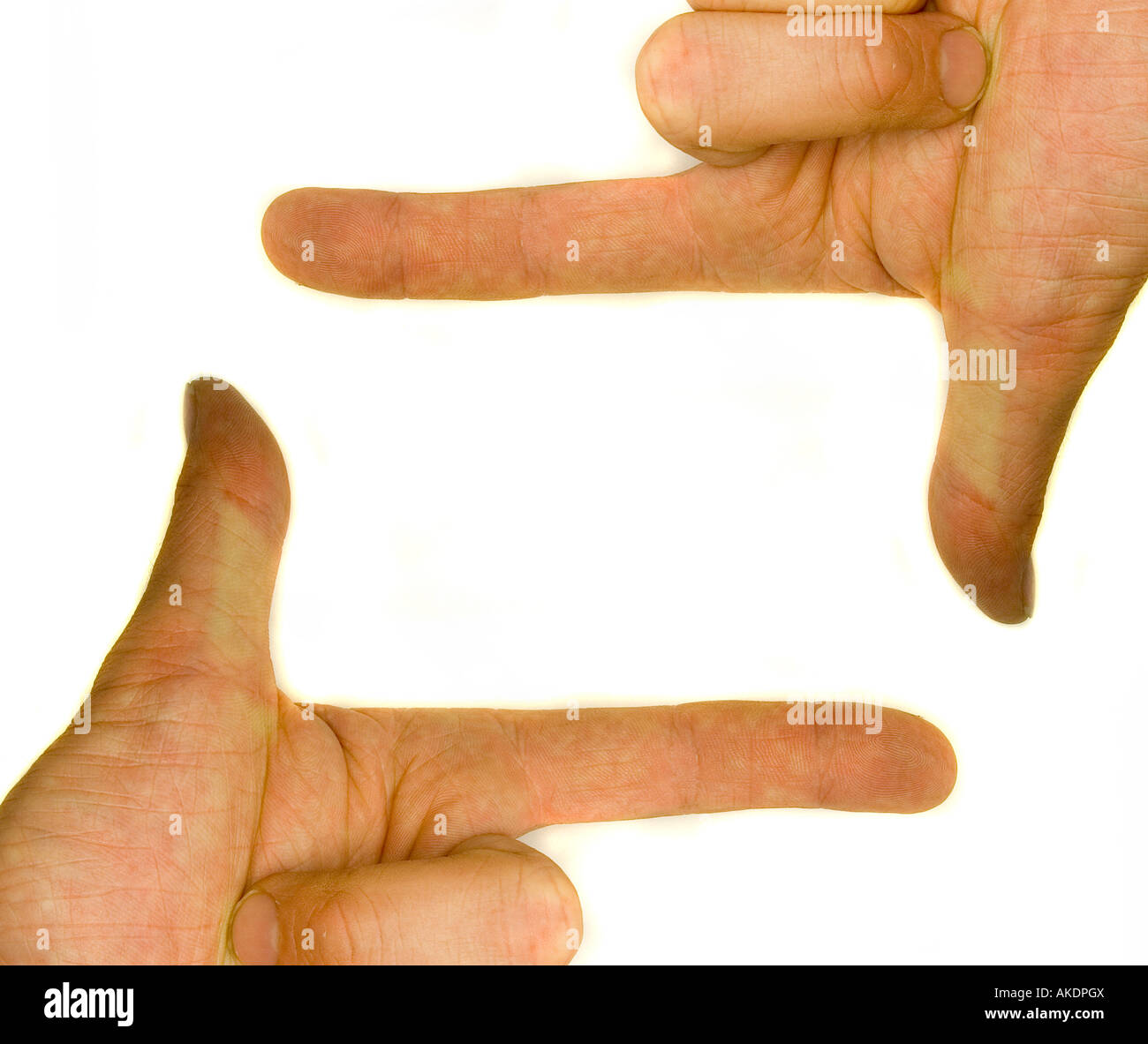 A stock photograph of a man's hands making a frame Stock Photo - Alamy
