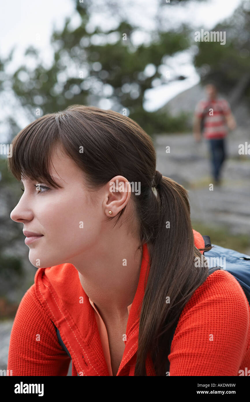 Woman brown hair ponytail headshot hi-res stock photography and images ...