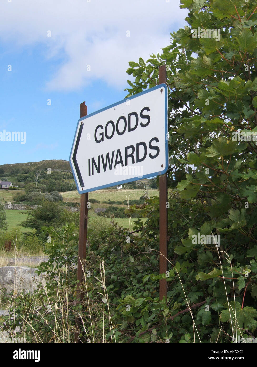 goods inwards sign in countryside Stock Photo - Alamy