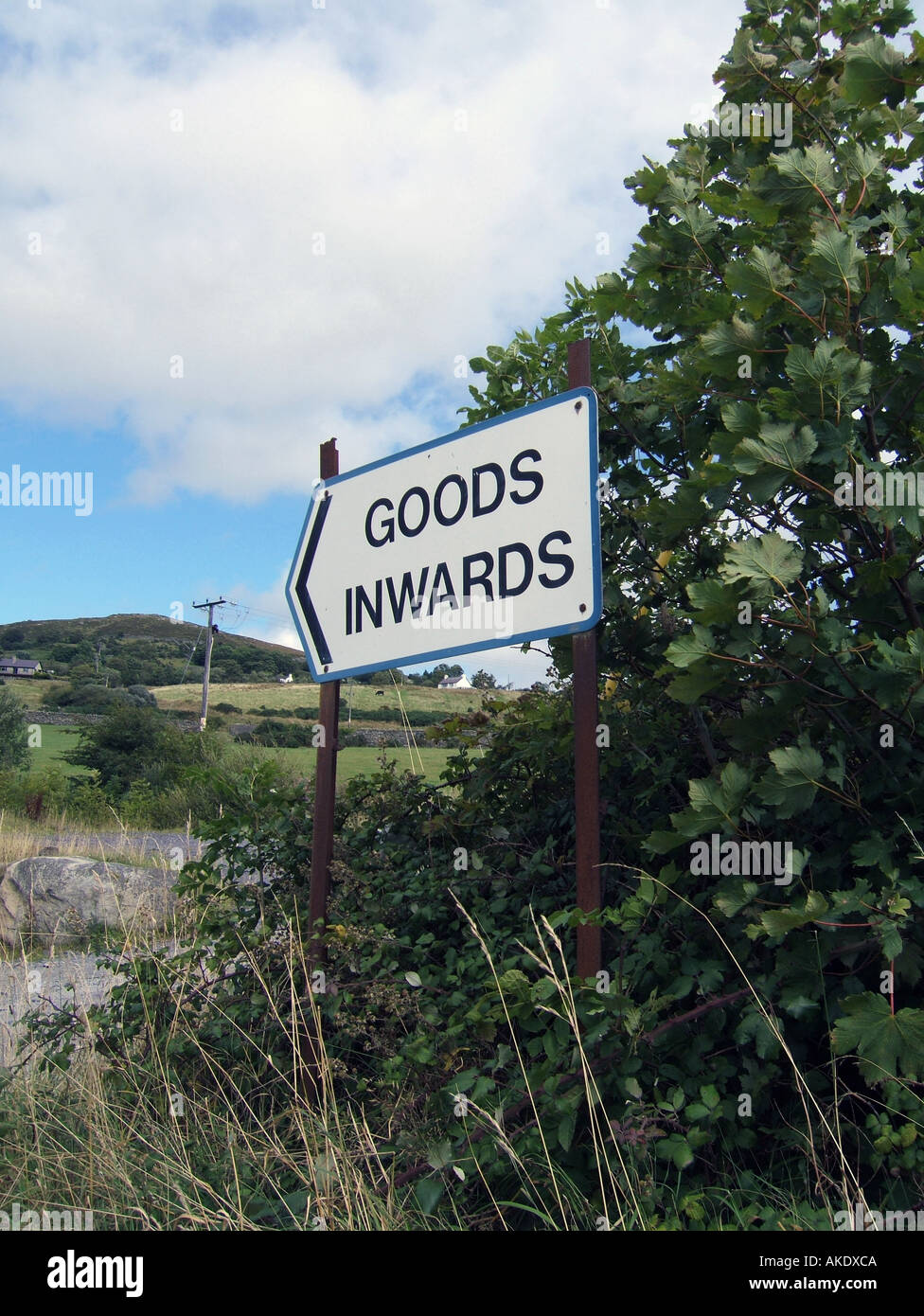 goods inwards sign in countryside Stock Photo - Alamy