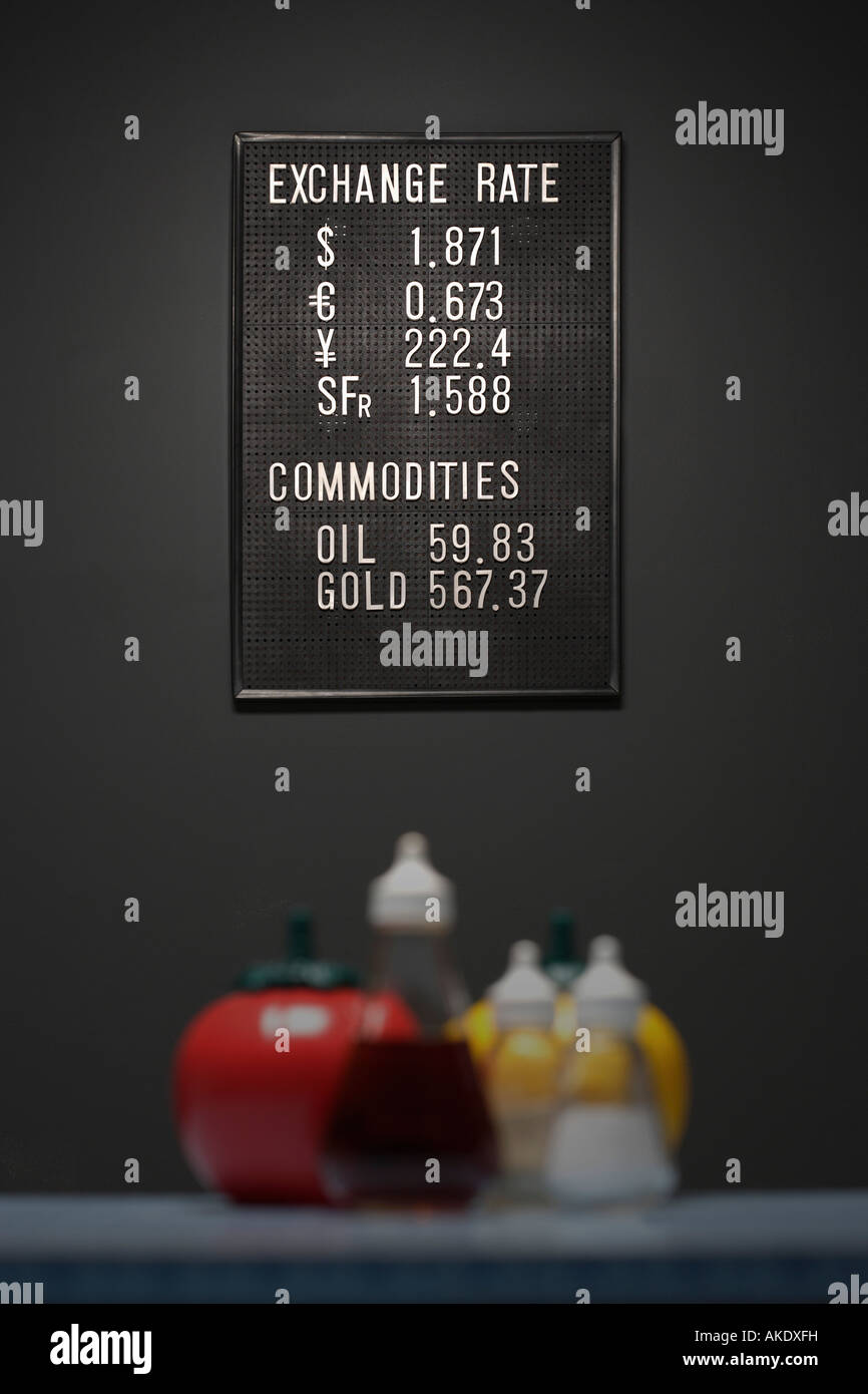 Currency exchange information sign Stock Photo - Alamy