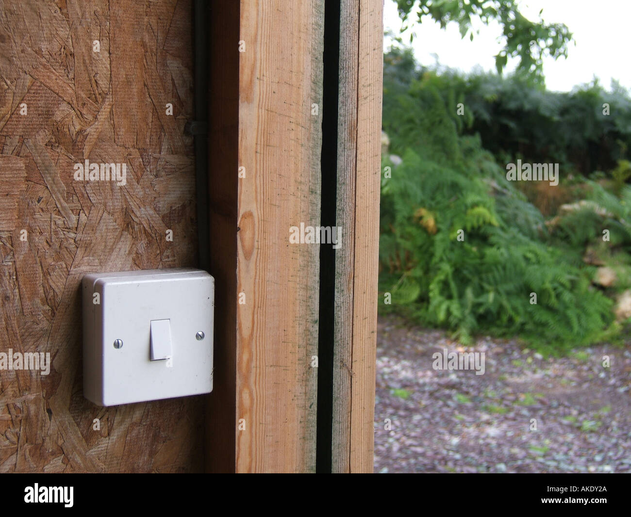 light switch in shed with green and drive Stock Photo - Alamy