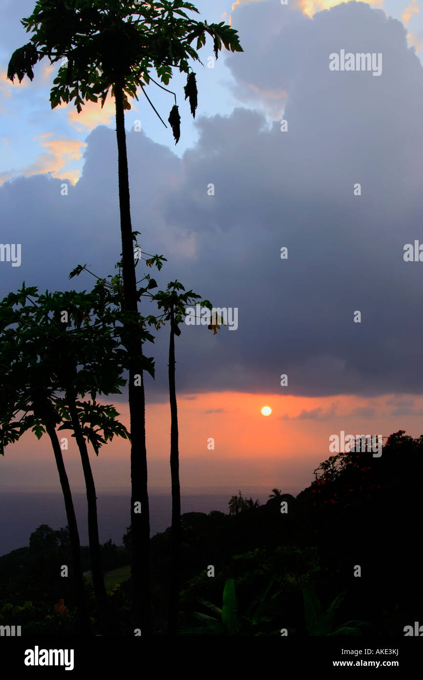 Sunset after a storm on the Hawaiian Kona Coast view from the Ka awa ...