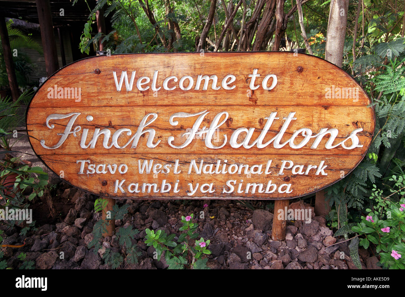 Finch Hattons sign in Tsavo West in Kenya East Africa Stock Photo - Alamy