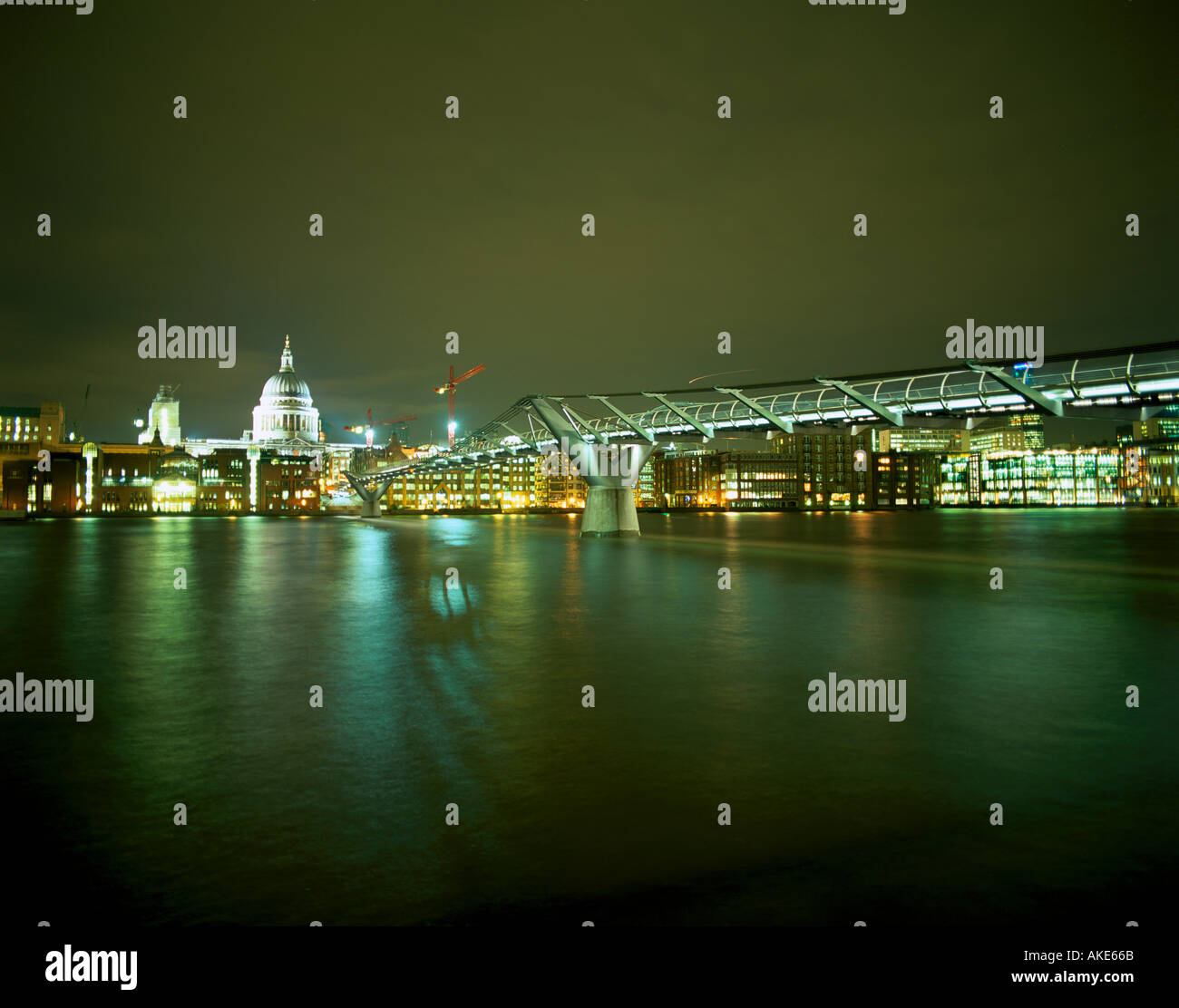 Night Time View of St Pauls Cathedral The Thames and the Millennium ...