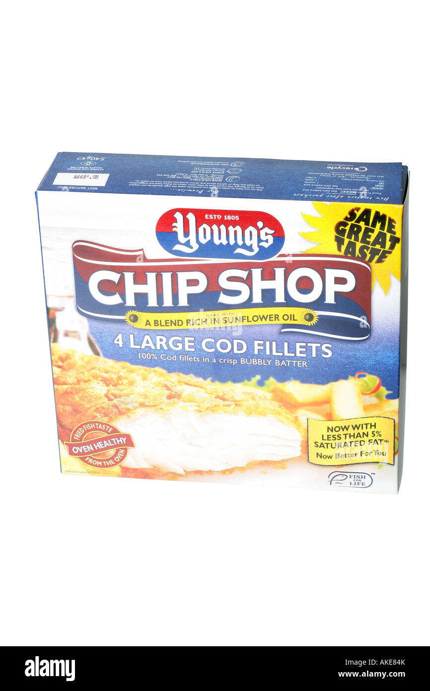 Cod fillets youngs chip shop fish battered box Cut Out Stock Images ...