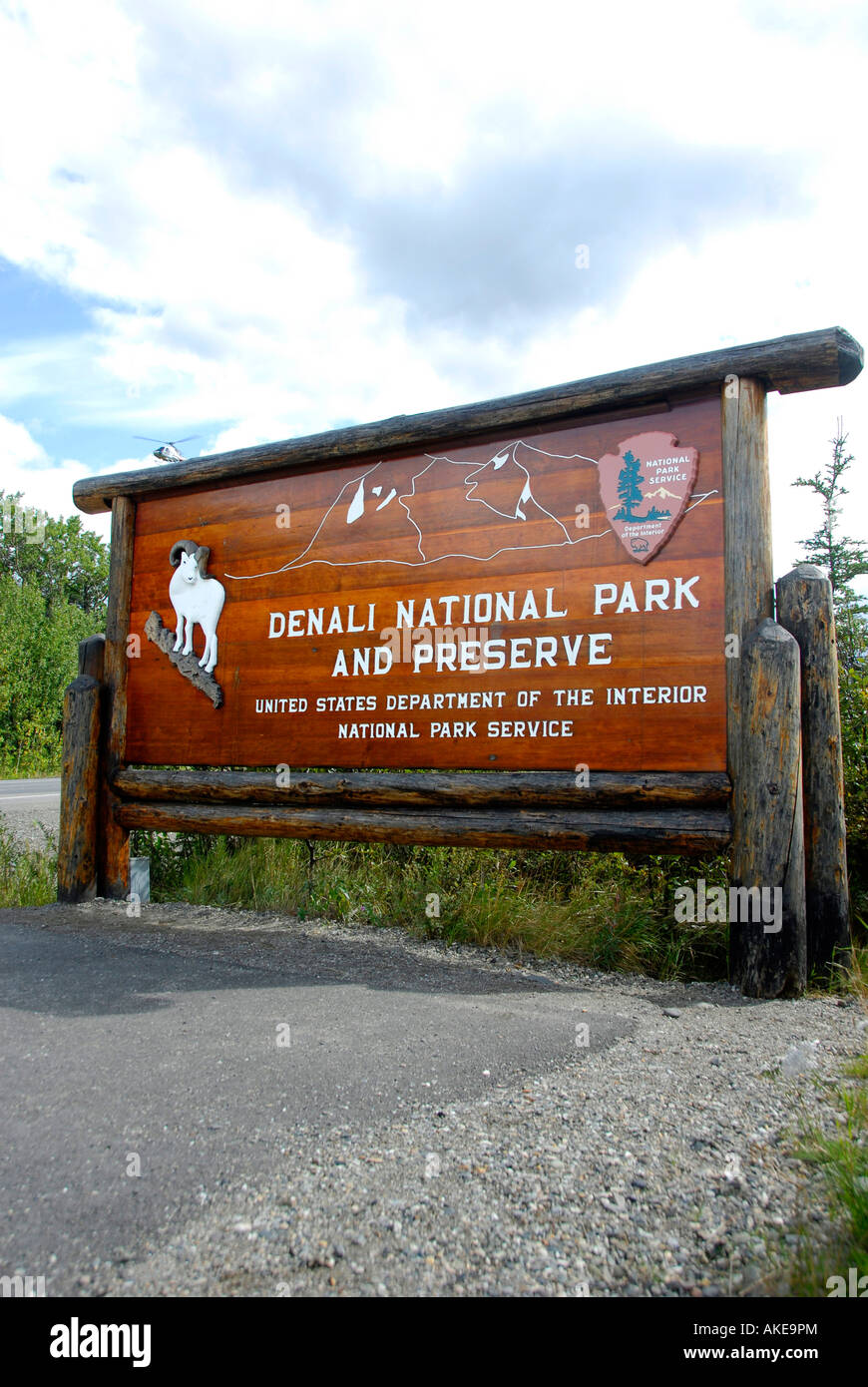 Sign Entrance Welcome Marker Denaili National Park and Preserve Alaska ...