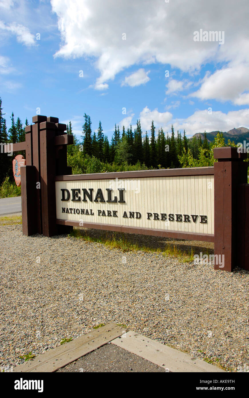 Sign Entrance Welcome Marker Denaili National Park and Preserve Alaska ...