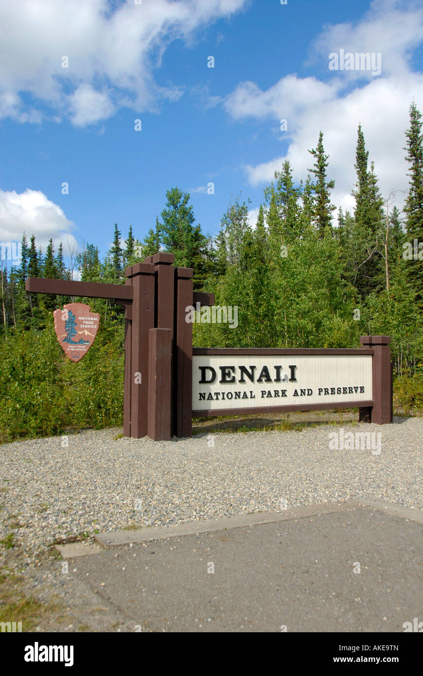 Sign Entrance Welcome Marker Denaili National Park and Preserve Alaska ...