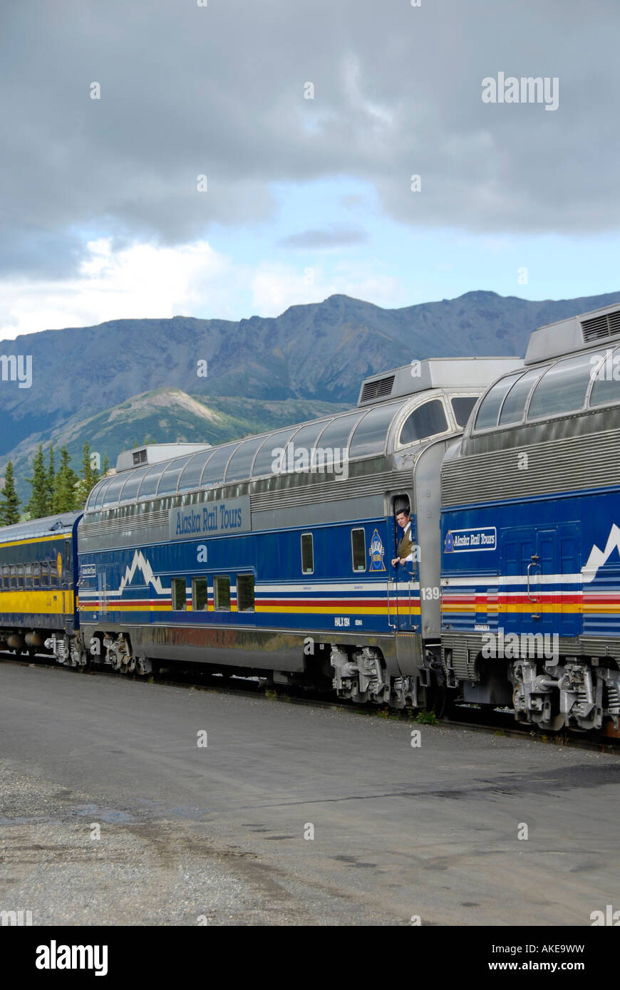 Alaska Railroad Passenger Cars at Denali National Park Railroad Depot ...