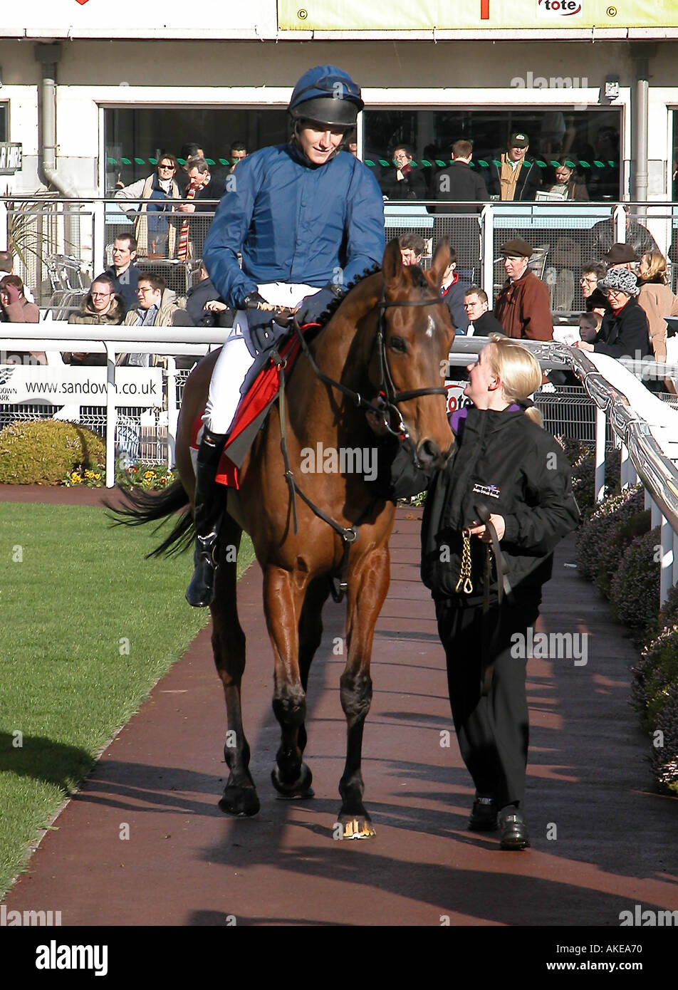 JP Magnier on Rhinestone Cowboy chats to his handler in the parade ring ...