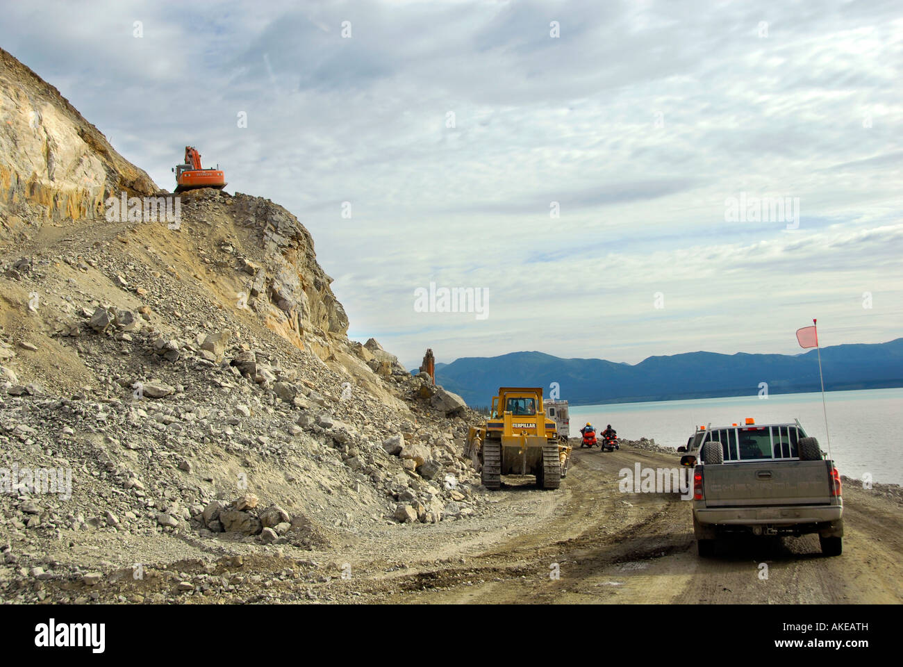 Road construction along alaska highway High Resolution Stock ...