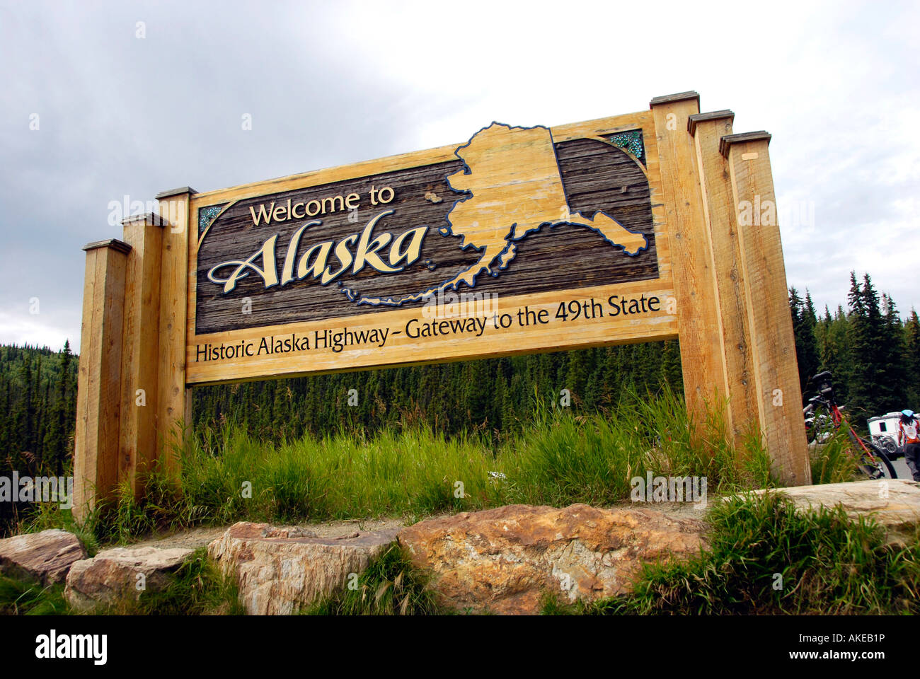 Welcome to Alaska sign marker border U S United States Alaska Highway ...