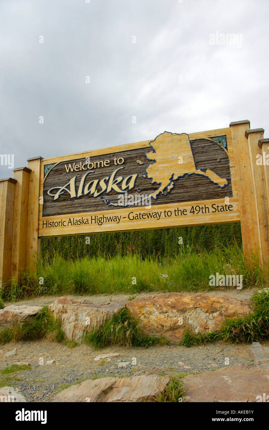 Welcome to Alaska sign marker border U S United States Alaska Highway ...