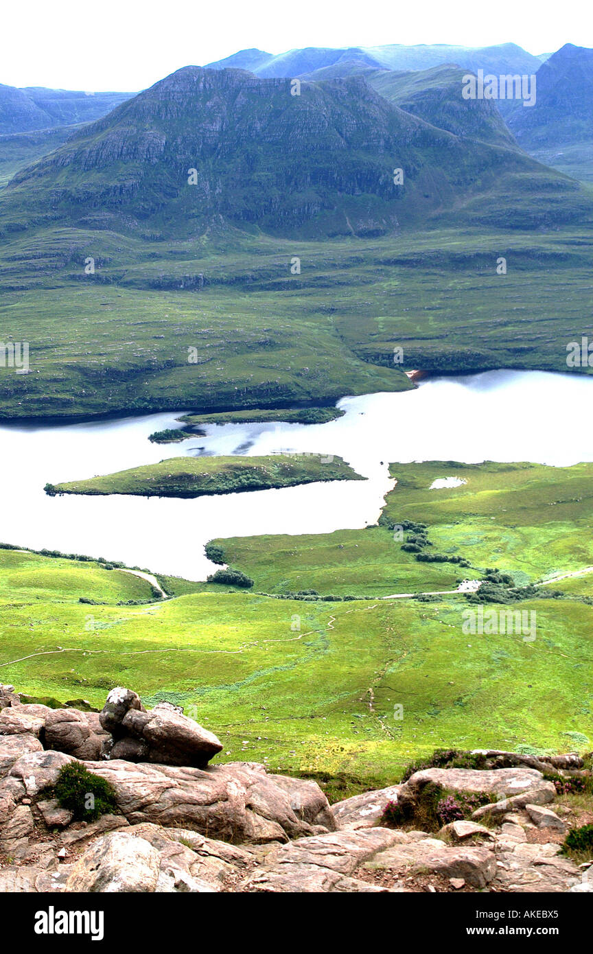 Loch Lurgainn and Sgorr Tuath from Stac Pollaidh Inverpolly Coigach ...