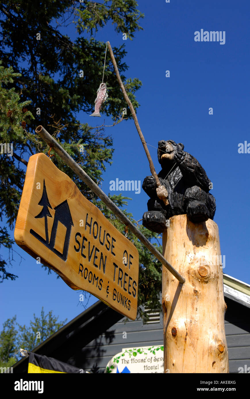 Sign for House of Seven Trees Rooms and Bunks in Town of Talkeetna ...