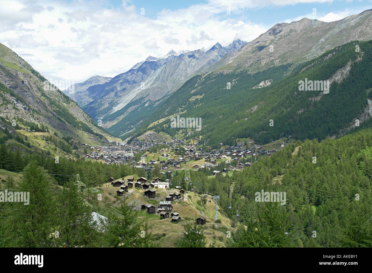 Spectacular view of Zermatt from off the path leading from Zermatt to ...