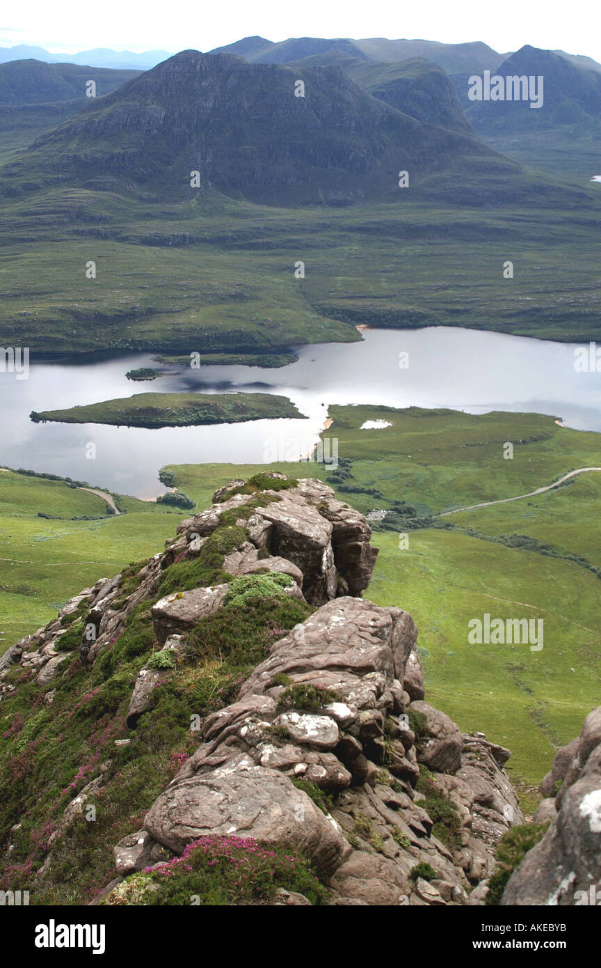 Loch Lurgainn and Sgorr Tuath from Stac Pollaidh Inverpolly Coigach ...