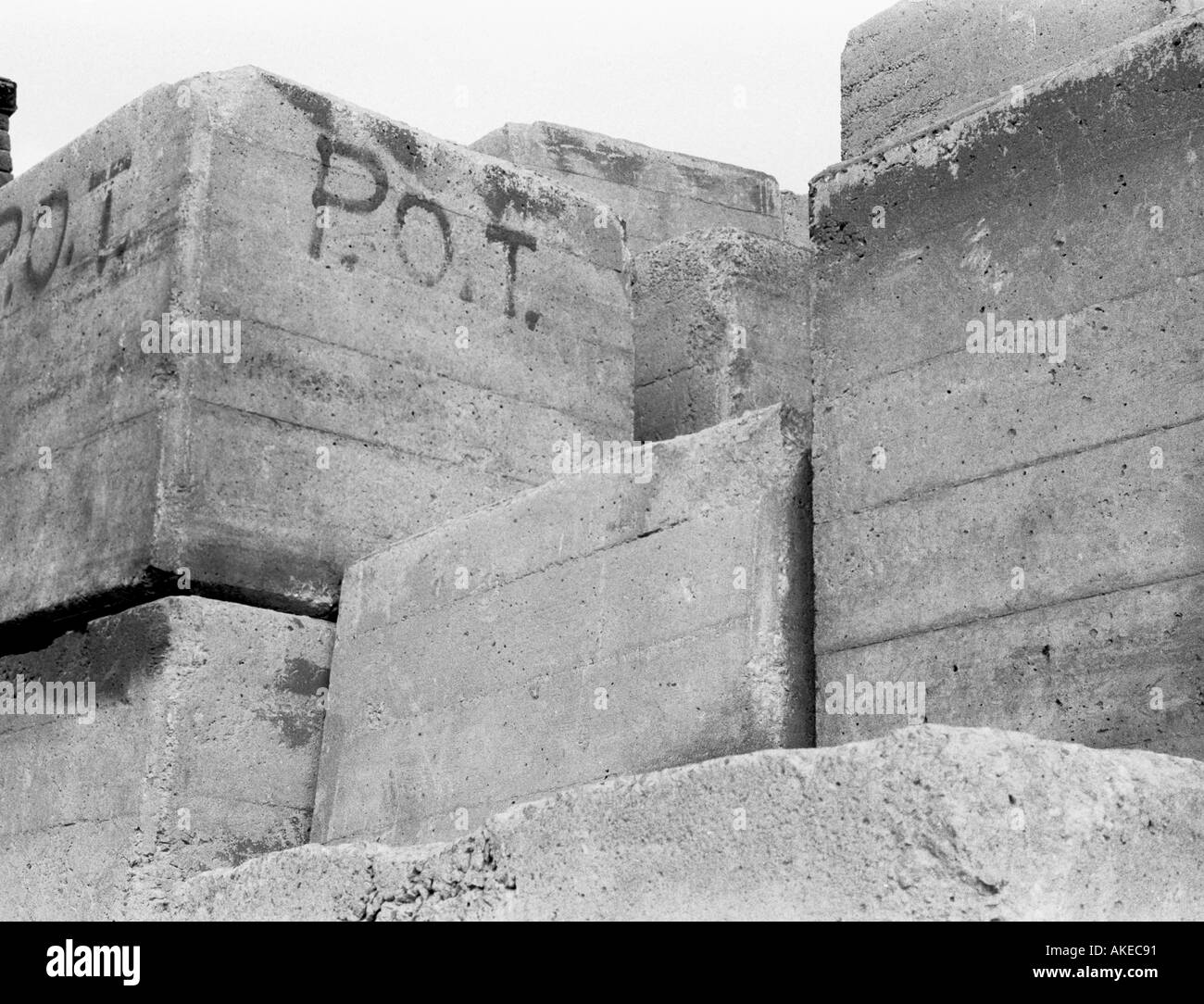 tynemouth sea defence blocks for pier Stock Photo - Alamy