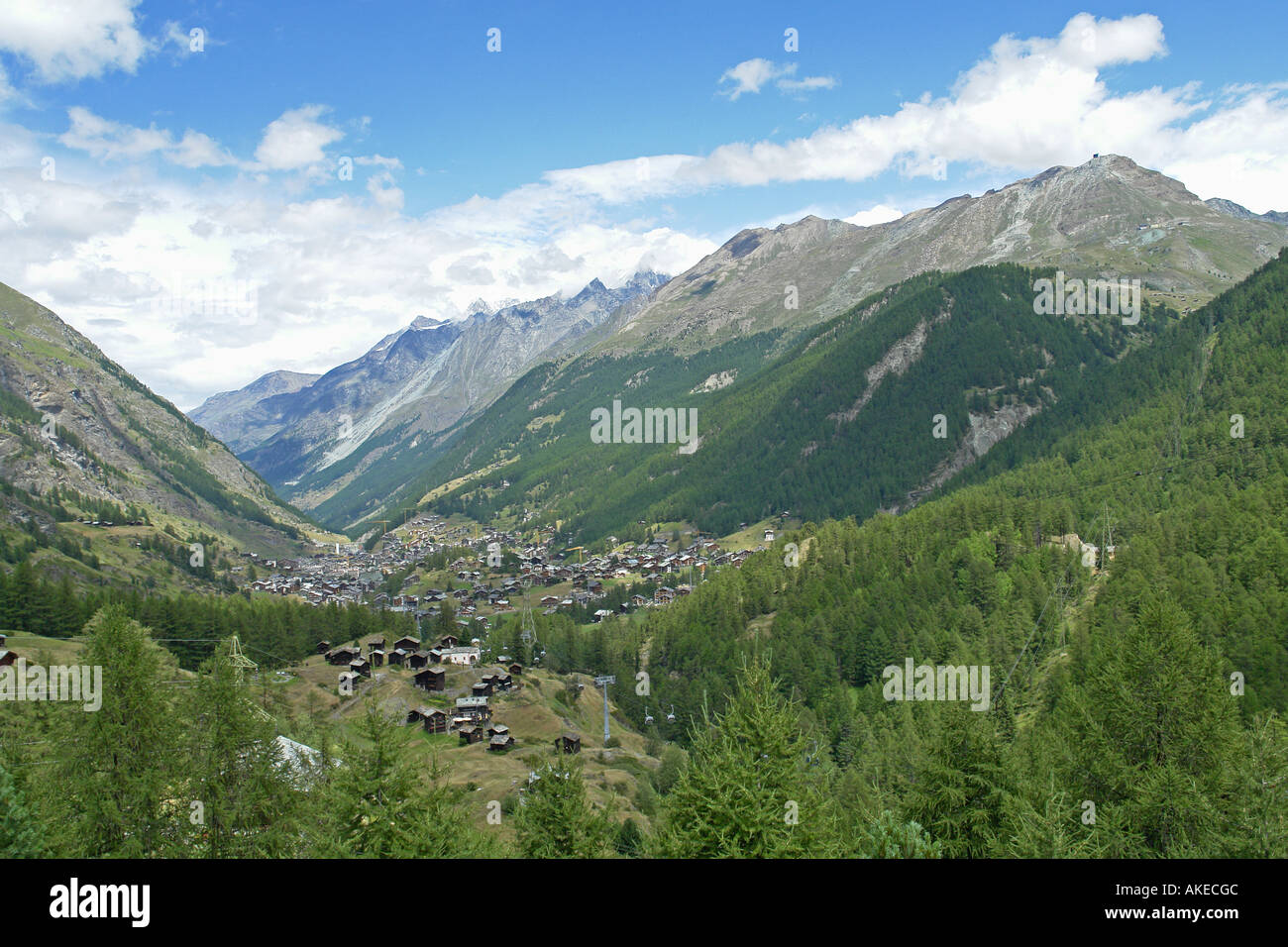Spectacular view of Zermatt from off the path leading from Zermatt to ...