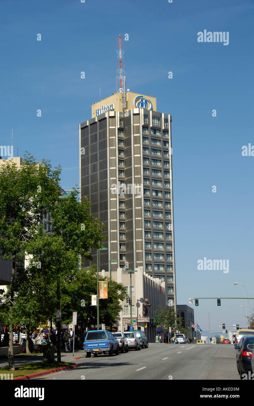 Hilton Hotel skyscraper accommodation lodging Anchorage Alaska AK U S ...