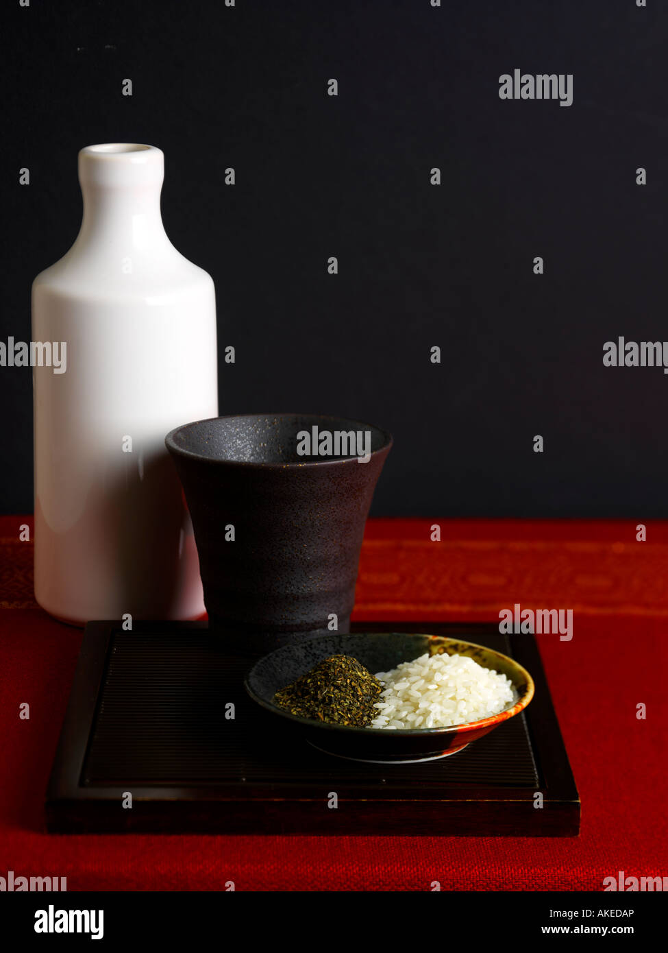 Rice, Green Tea, & Sake Stock Photo - Alamy