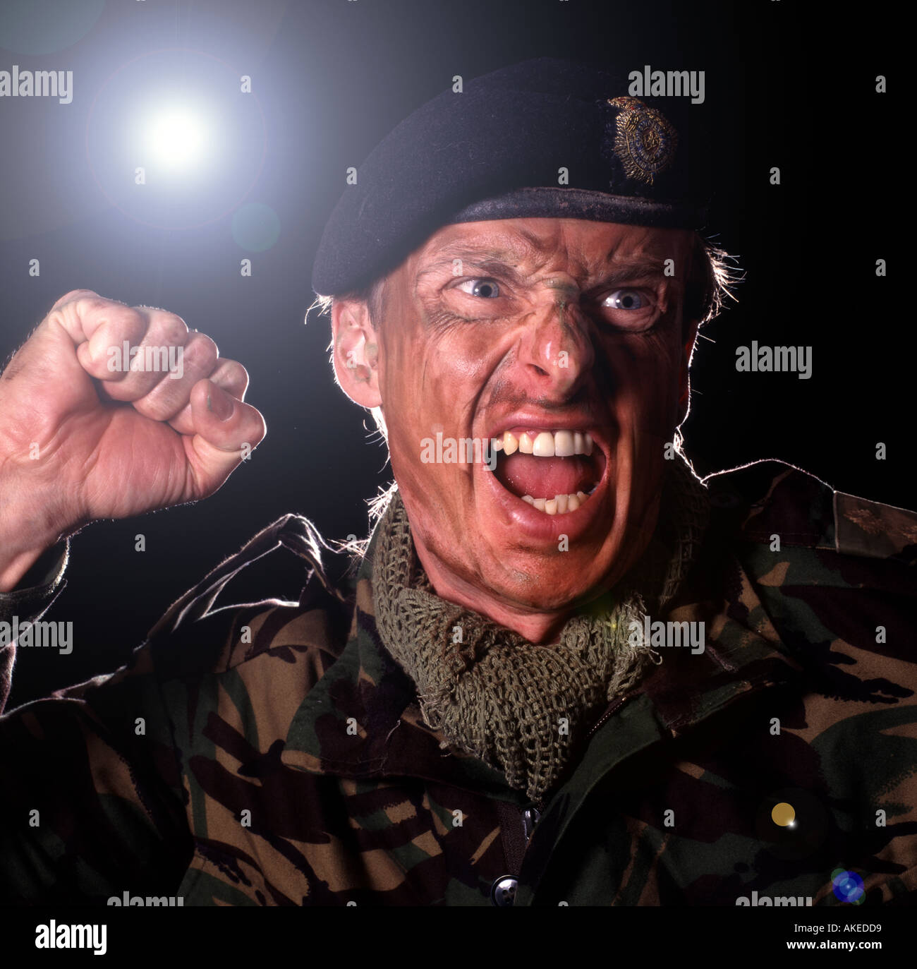 ARMY OFFICER DURING NIGHT ATTACK ENGLISH UK Stock Photo - Alamy