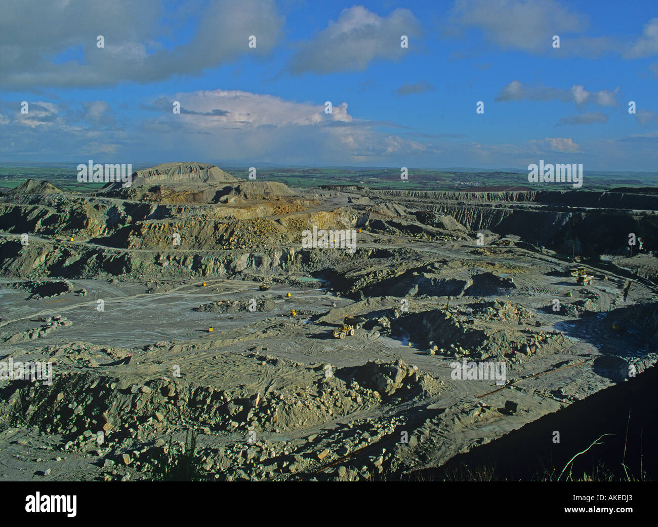 Goonbarrow China Clay open cast mining and spoil heaps north of St ...