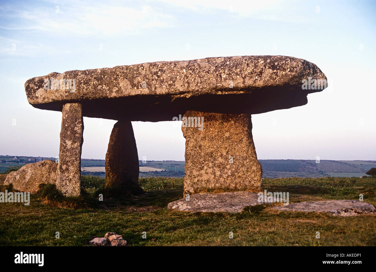 Lanyon Quoit dolmen with 16 foot long cap stone on three support ...