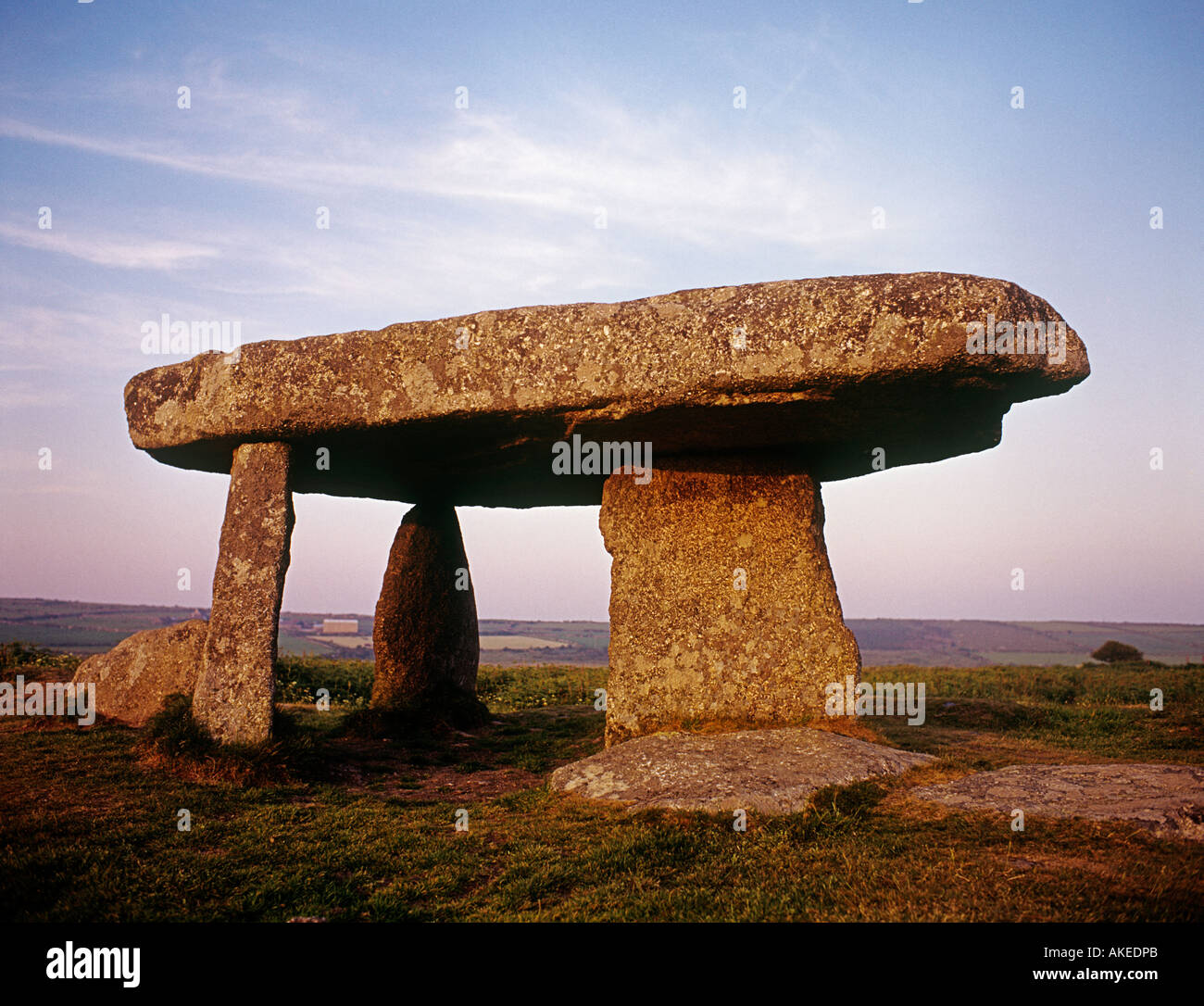 Lanyon Quoit dolmen with 16 foot long cap stone on three support ...