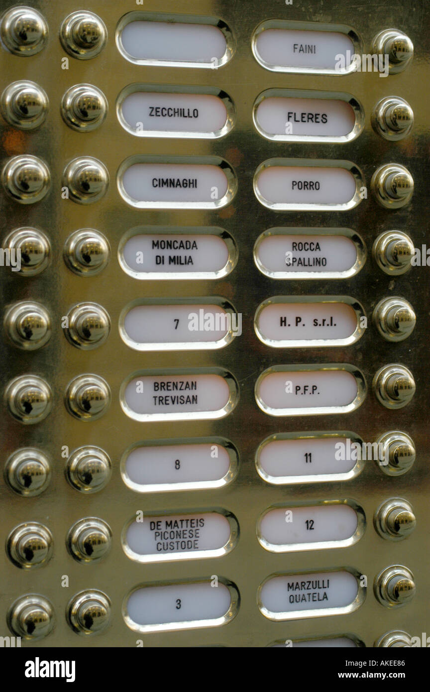 Brass Intercom Unit Brera District Milan Stock Photo - Alamy
