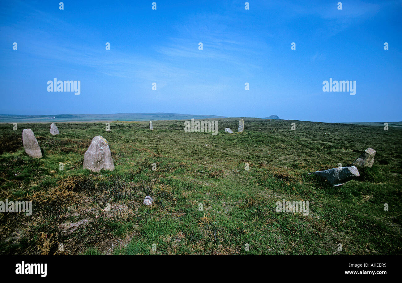 The nine maidens of boskednan circle hi-res stock photography and ...