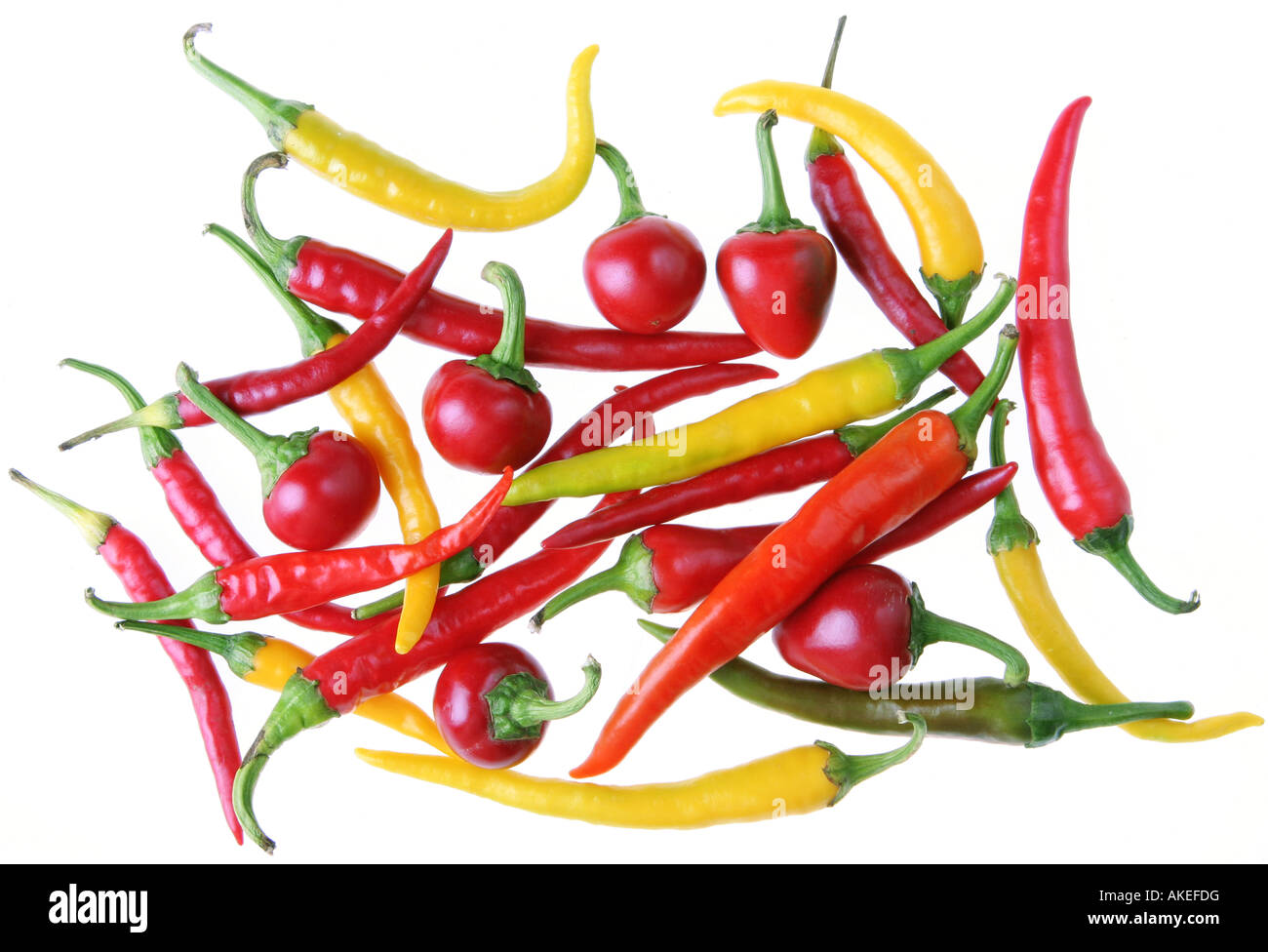 Color chili pepper set on white background Stock Photo - Alamy