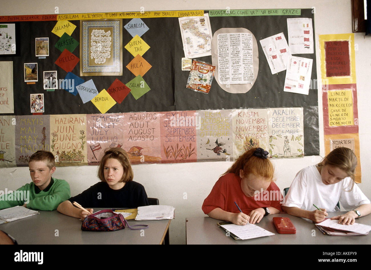 Secondary school language lesson Stock Photo - Alamy