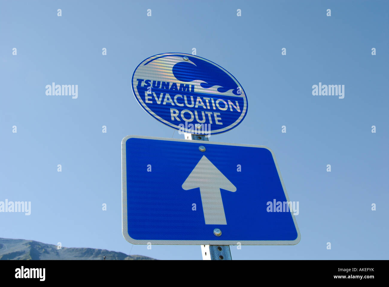 Tsunami warning sign marker danger evacuation route display safety ...