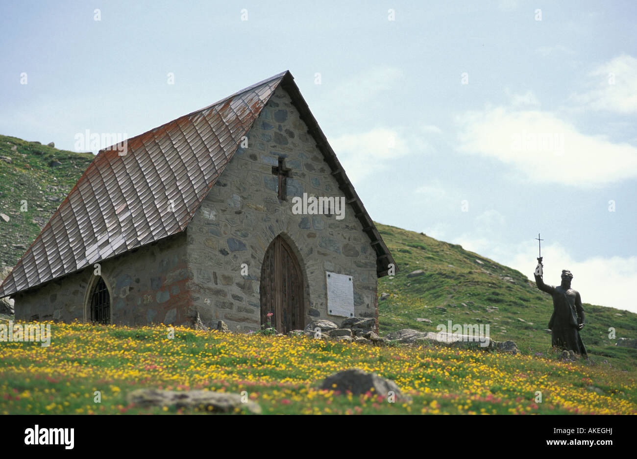 chapel and abate chanoux statue, petit saint bernarde, france Stock ...