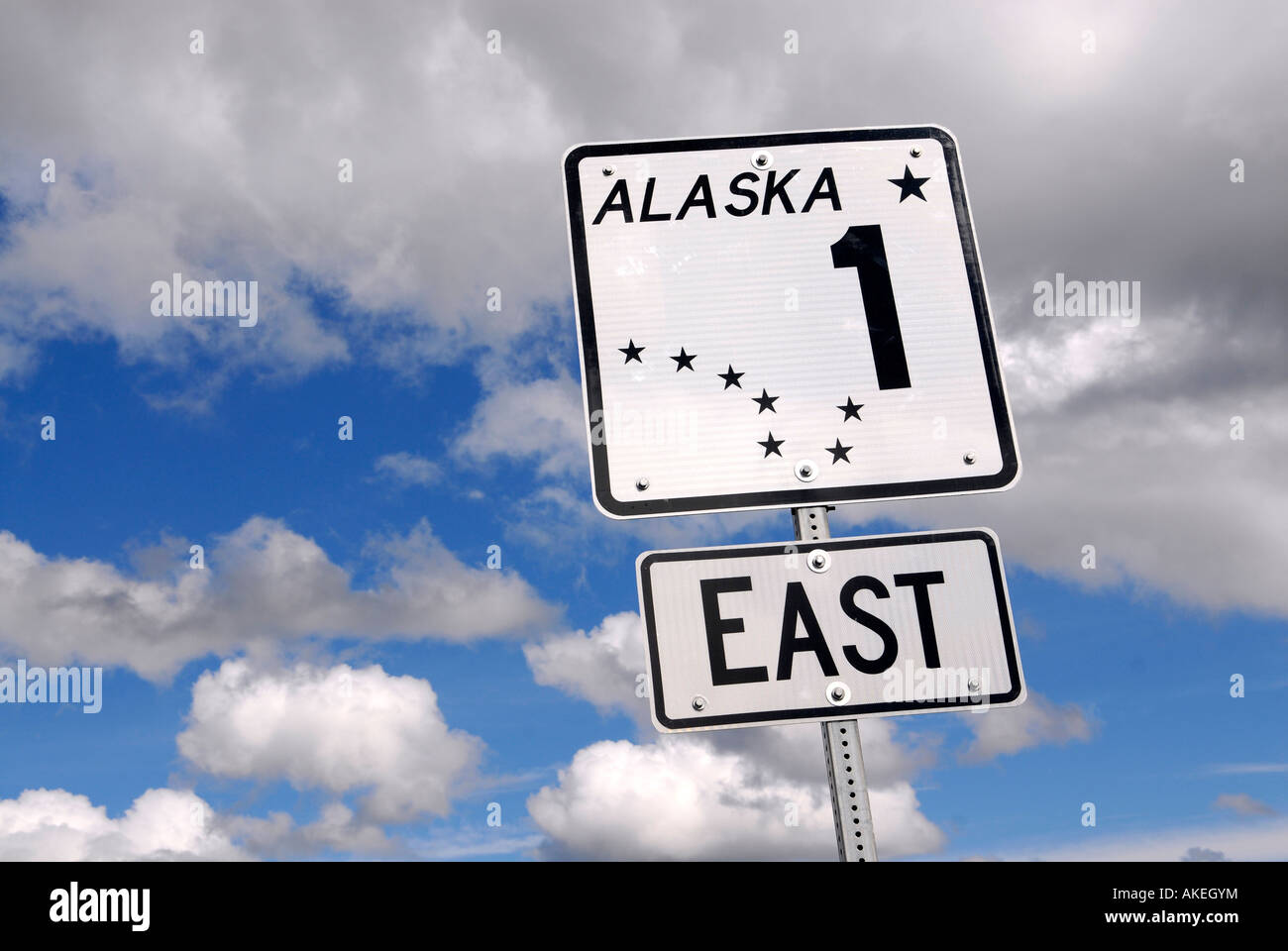 Alaska Highway 1 East sign marker along Glenn Highway Alaska AK U S ...