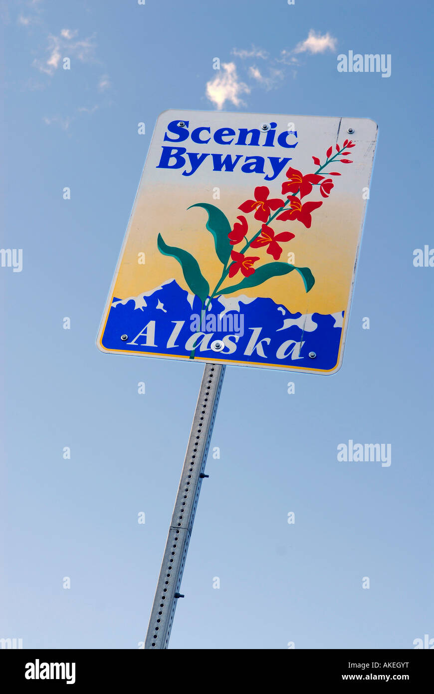 Scenic Byway marker sign along Glenn Highway Alaska AK U S United ...