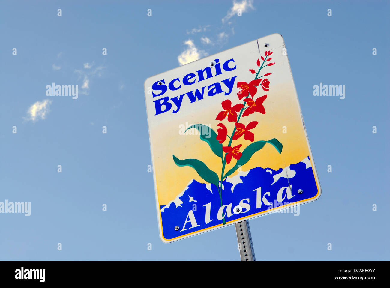 Scenic Byway marker sign along Glenn Highway Alaska AK U S United ...