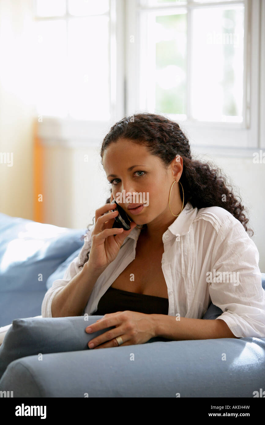 young woman with mobile phone Stock Photo - Alamy