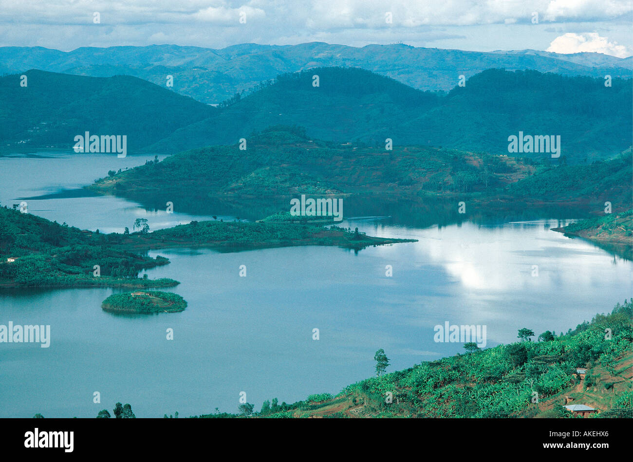 Beautiful Lake Ruhondo in north east Rwanda central Africa Stock Photo ...