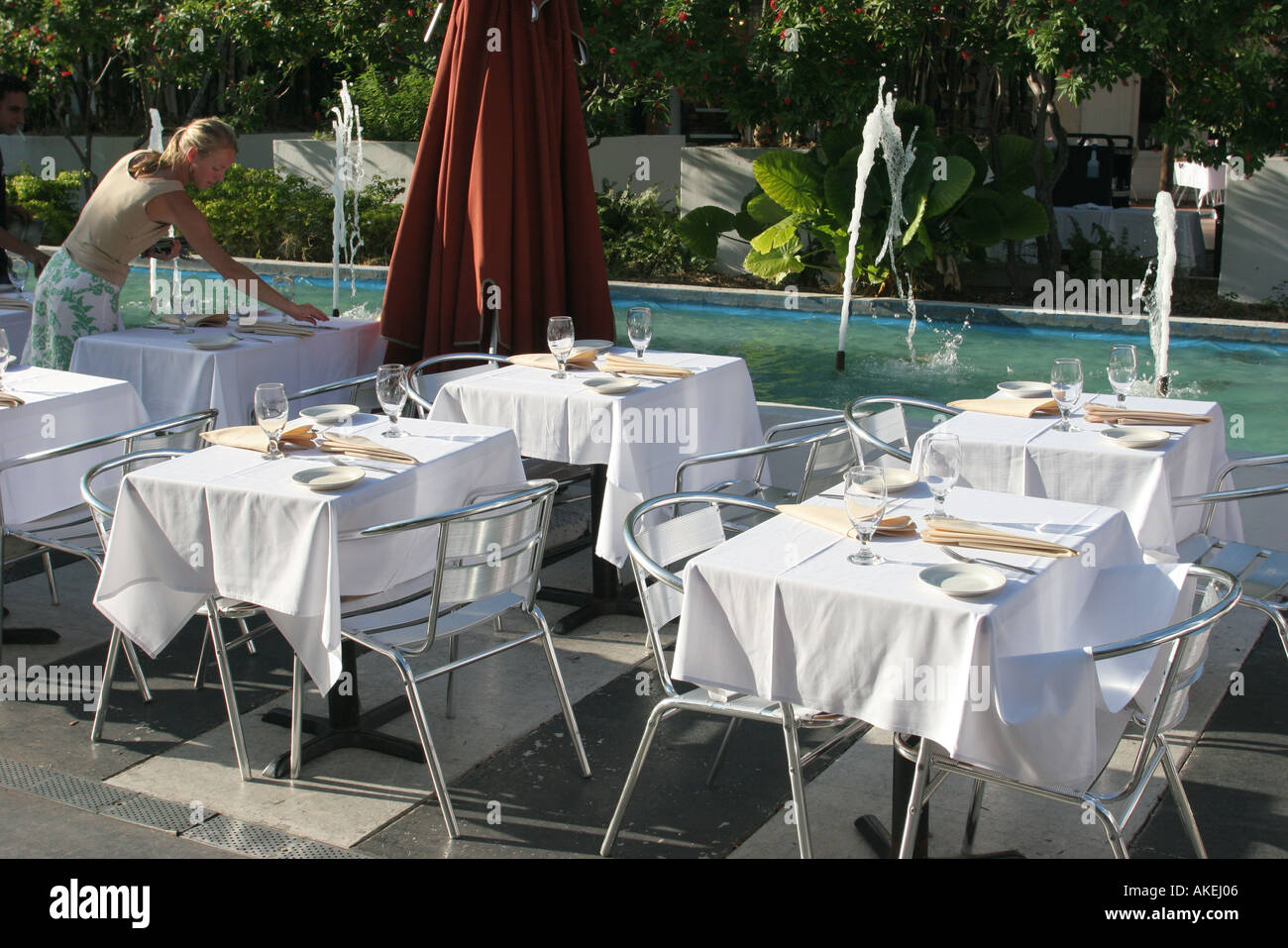 Miami Beach Florida,Lincoln Road Mall,dining,table setting,chairs,seats ...