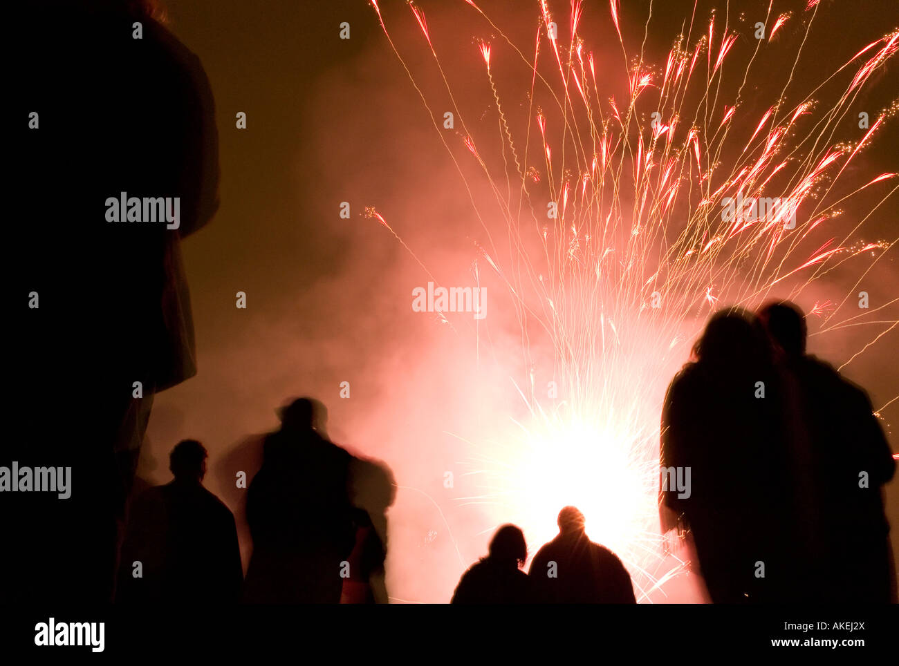 Crowd watch firework display Stock Photo - Alamy