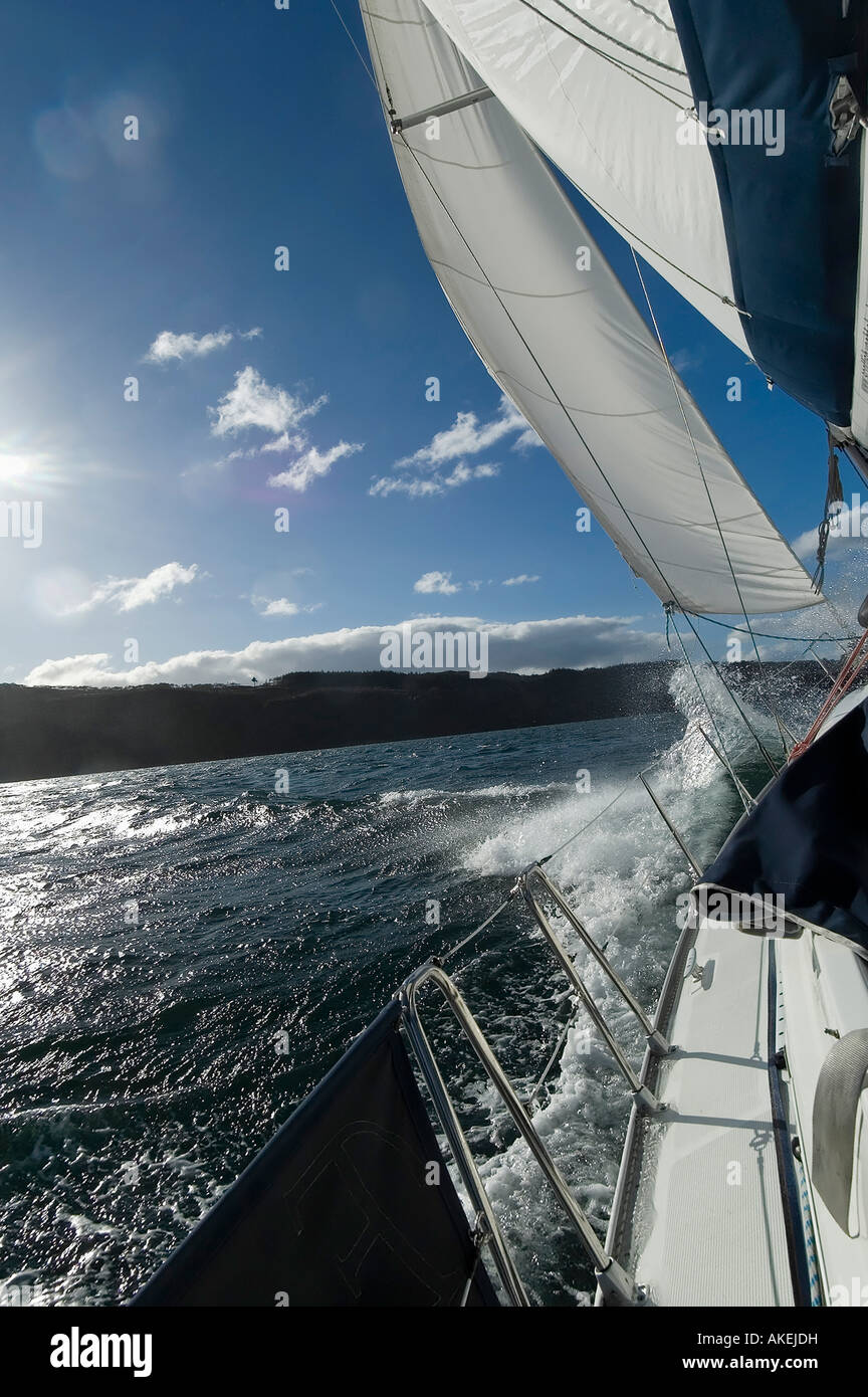 Yacht, wave breaking on bow Stock Photo - Alamy