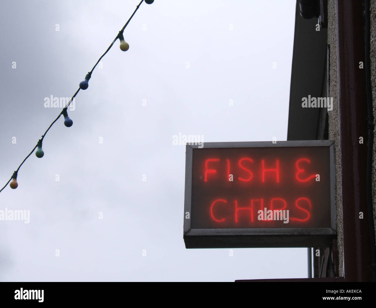 fish and chips shop sign Stock Photo - Alamy