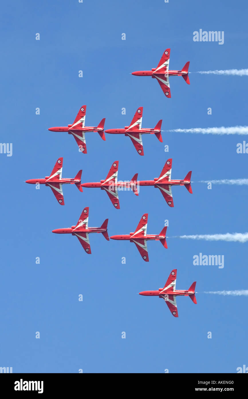 RAF Red Arrows formation aerobatic team Stock Photo - Alamy