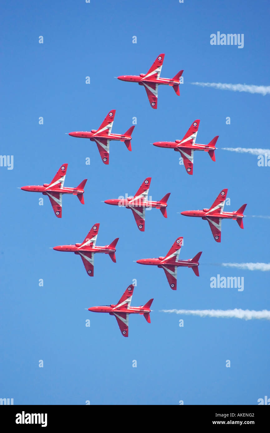 RAF Red Arrows formation aerobatic team Stock Photo - Alamy