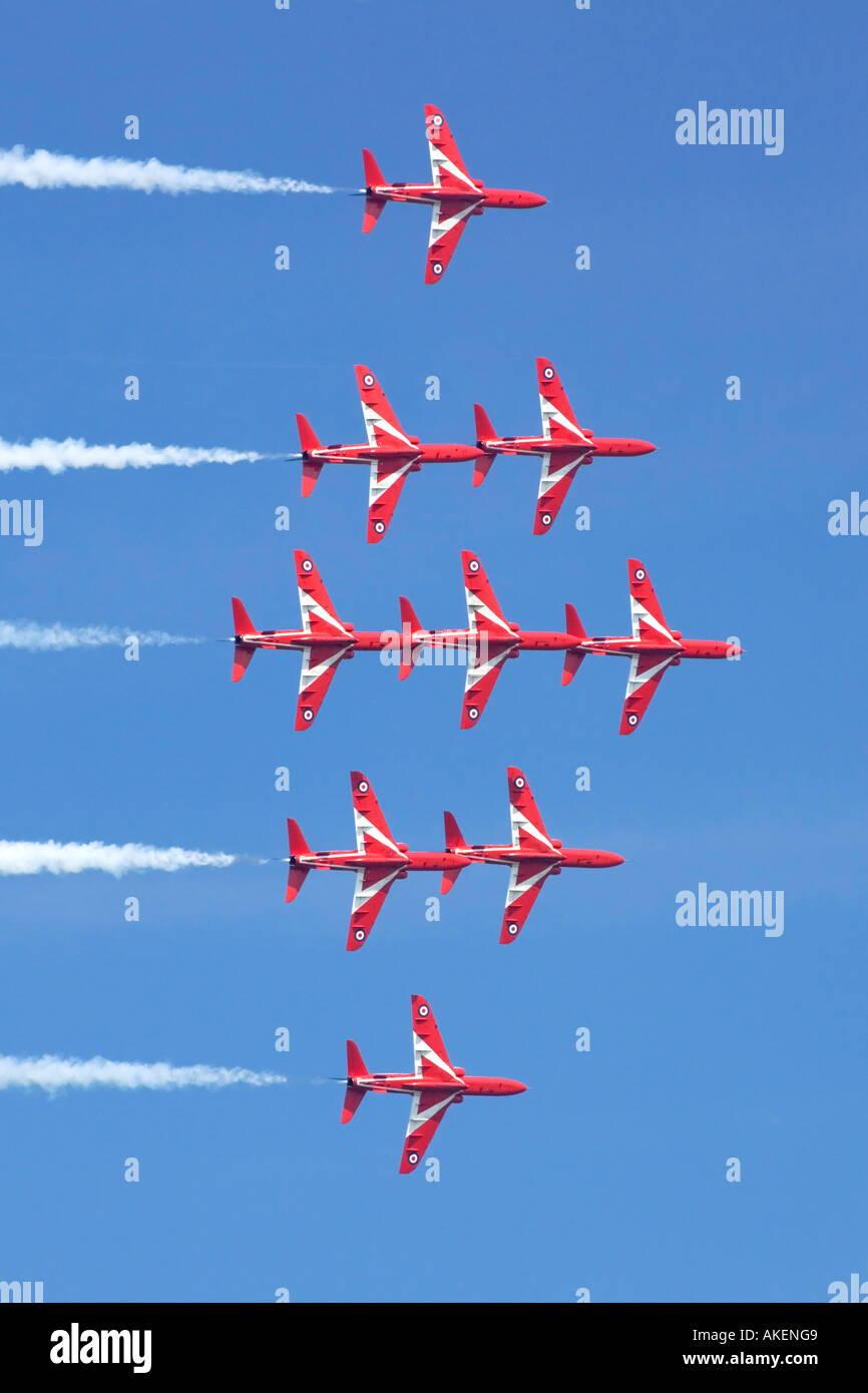 RAF Red Arrows formation aerobatic team Stock Photo - Alamy